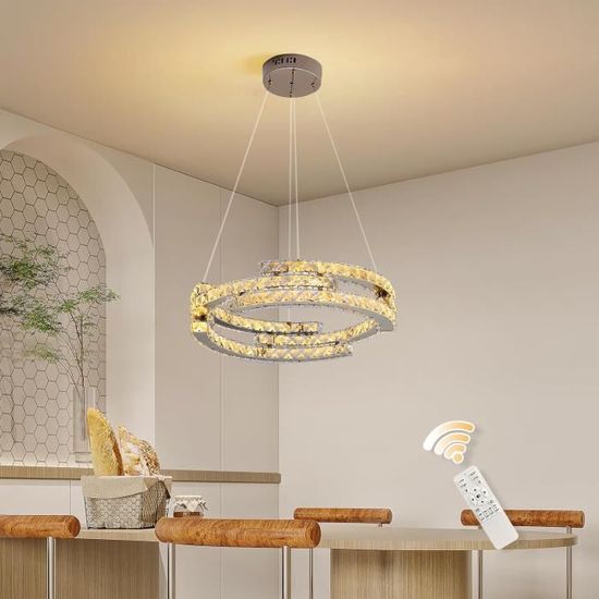 Lustre En Cristal Moderne Luminaire Suspension Dimmable Avec ...