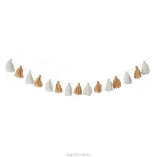 PD09624-Guirlande de perles en bois avec gland tenture murale. corde de ...