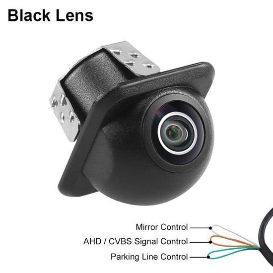 CAMERA DE RECUL,Black Lens--Mini caméra de recul avant-arrière-latérale HD 360, 1280x720P, avec ...