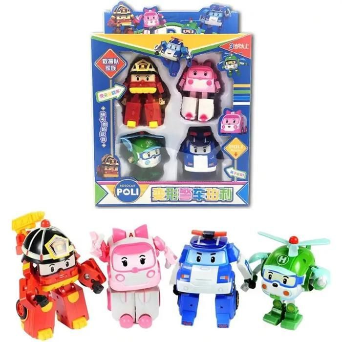 Jouet - Transformers Robocar Poli RESTEQ - Set de 4 véhicules robots ...