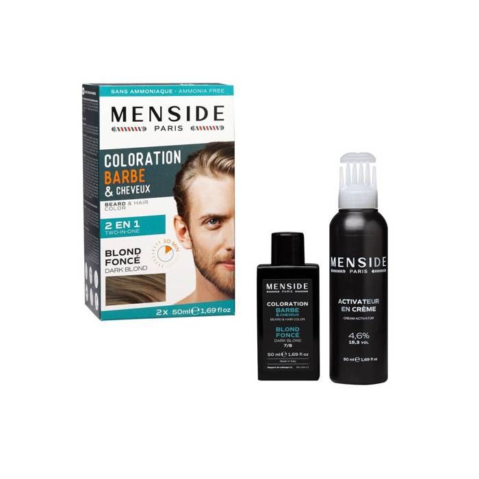 Kit de coloration Barbe et cheveux 2 x 50ml BLOND FONCE Menside ...