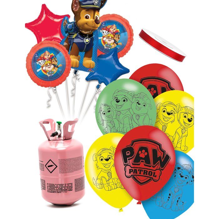 Kit bouteille d'hélium avec 11 ballons Pat Patrouille et ruban ...