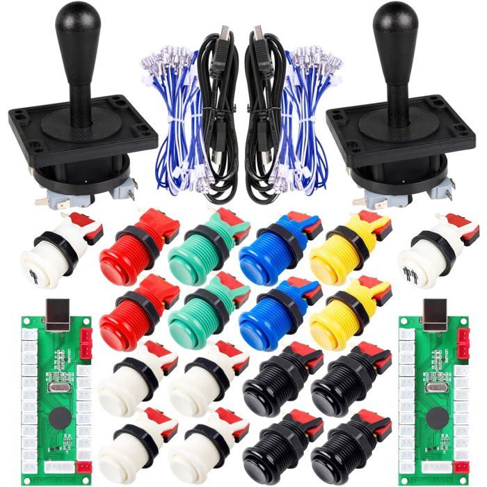 Kit Arcade DIY Arcade Game - 2x Joystick 8 Directions + 18x Boutons ...