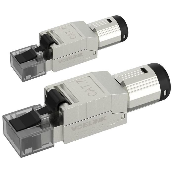 Fiches Réseau RJ45 sans Outils pour Câble de Pose Cat7 Cat6A Blindé 10 ...