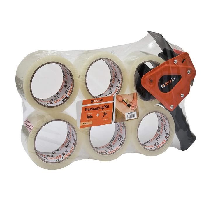 Ruban d'emballage transparent avec distributeur, 48 mm x 66 mm, lot de ...