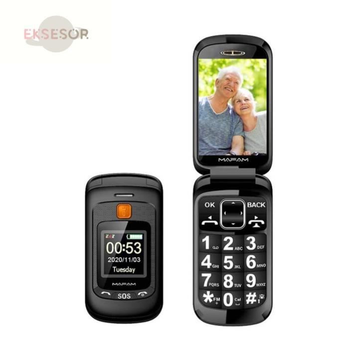 Téléphone Portable Mobile senior pour Personnes âgées Dual LCD Écran ...