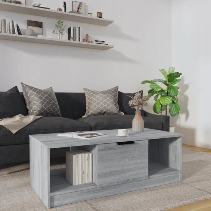 Lisa Table basse Sonoma gris 102x50x36 cm Bois d'ingénierie 84399 ...