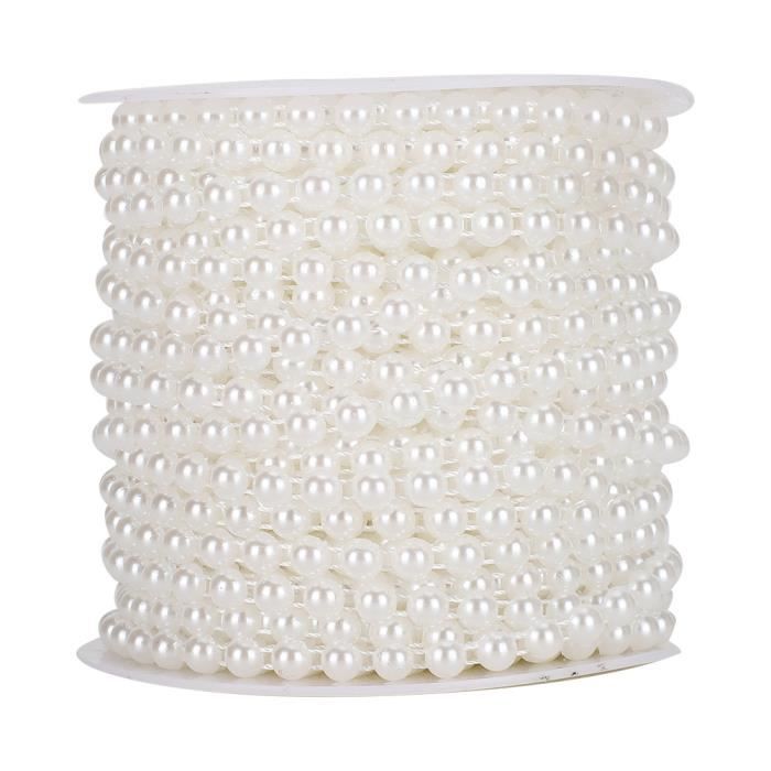 Fdit Chaîne de perles nacrées 6mm 25m Ficelle de Perle en Fausse ...