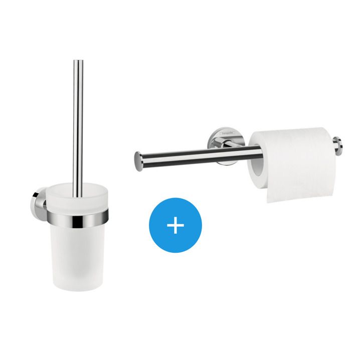 Hansgrohe - Logis Universal Pack brosse WC + support de rouleau double ...