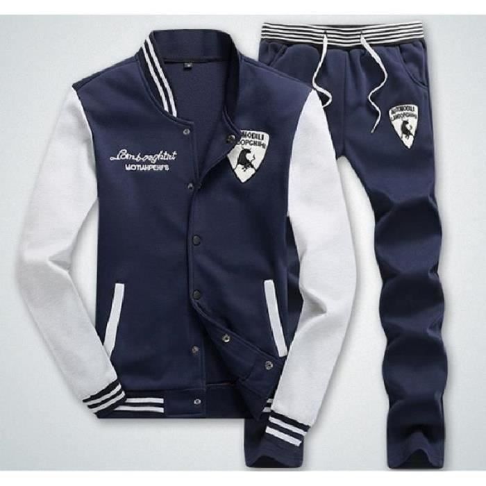Survêtement Homme Ensemble Manches Longues Deux Pièces Veste + Pantalon ...