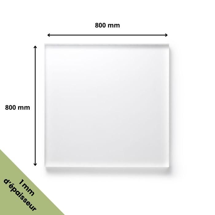 Plaque verre acrylique transparent 1 mm - 80 x 80 cm (800 x 800 mm ...