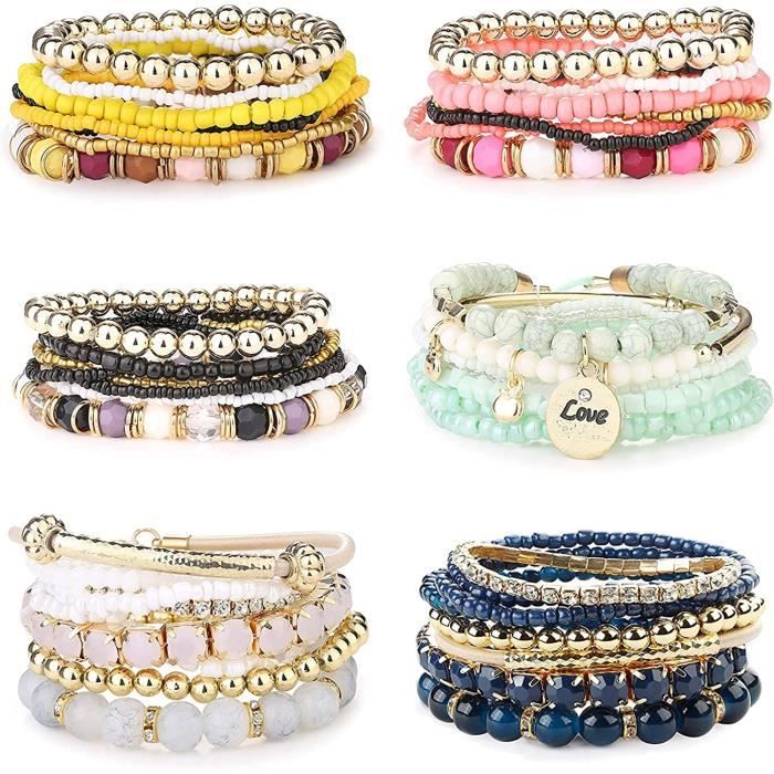 LOLIAS 6 Ensembles Bracelets Perles Empilables Bohèmes Bracelet ...