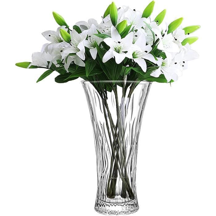 Grand vase en verre transparent de 30 cm de haut pour décoration ...