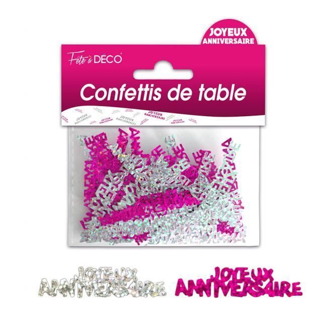 Confettis joyeux anniversaire fuchsia et argent (x10grs) REF/CTH01R - Cdiscount Maison