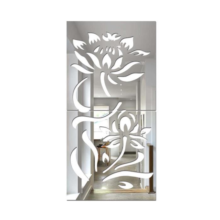 Autocollant mural miroir Lotus Lotus Mirror Wall Sticker Acrylique 3D ...