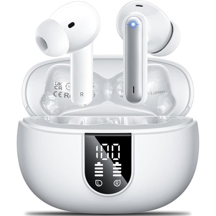 Ecouteurs Bluetooth 5.3 Sans Fil, Avec Écran Led 42H Durée Lecture Hi ...