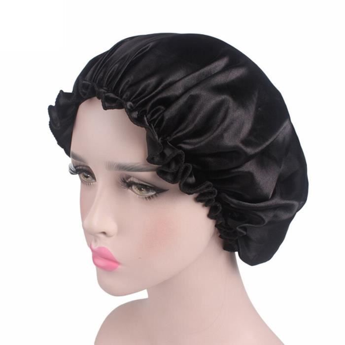 BONNET DE DOUCHE,black--Bonnet de nuit en Satin pour femmes, 1x Bonnet ...