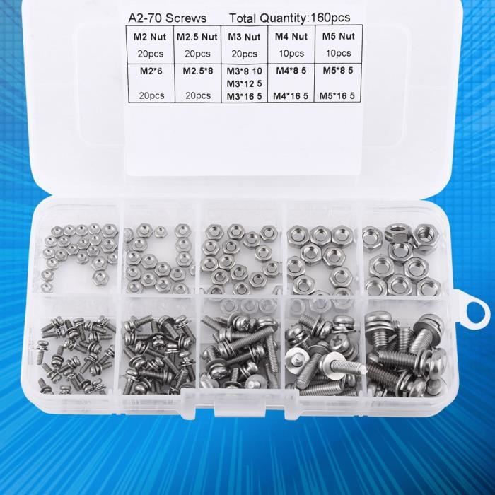 Vis et écrous - EJ.LIFE - M2 M2.5 M3 M5 - Acier inoxydable 304 ...