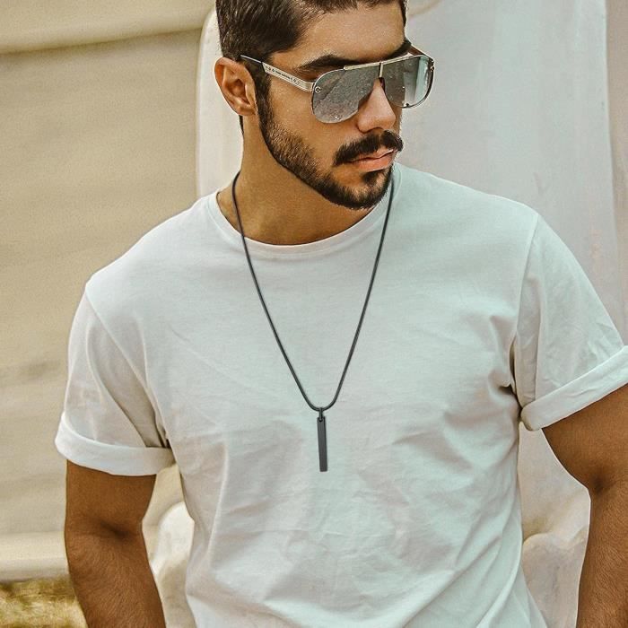 Hommes Collier Pendentif Barre En Acier Inoxydable Collier Et Bracelets ...