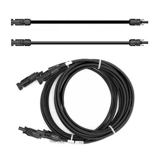 10 m Rallonge 6 mm2 - Cable solaire noir avec fiche des deux côtés ...