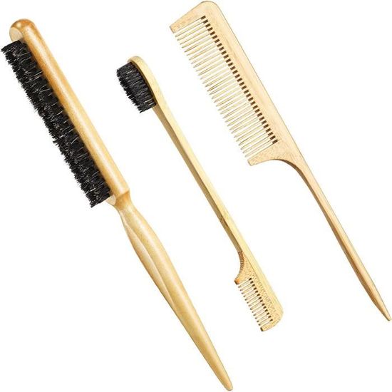 3 Pcs Slick Back Hair Brush Set Bristle Hair Brush Edge Control Brush ...