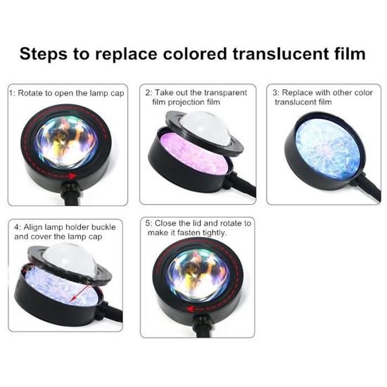 Projecteur de soleil Led rouge arc en ciel USB, veilleuse, lampe de ...