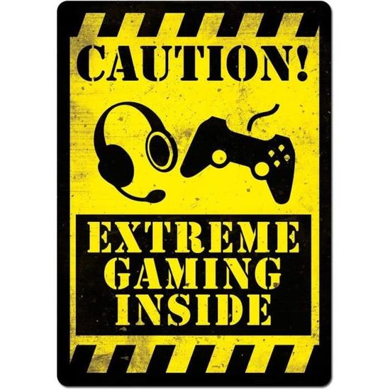 Caution Extreme Gaming YELLOWMetal Plaque Tin Sign Poster Plaque de ...