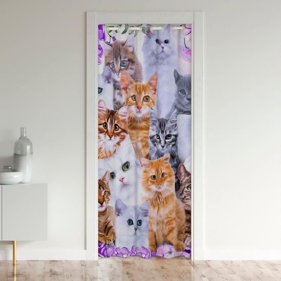 Chat Décor Rideau De Porte 106X203Cm Soft Chats Imprimer Rideau ...