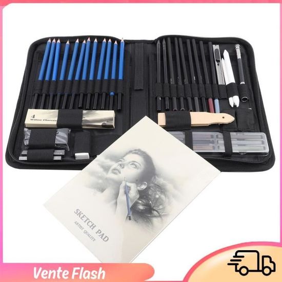 Dilwe Crayon à croquis Kit de crayons de dessin professionnels, 48 pièces, sac de transport ...
