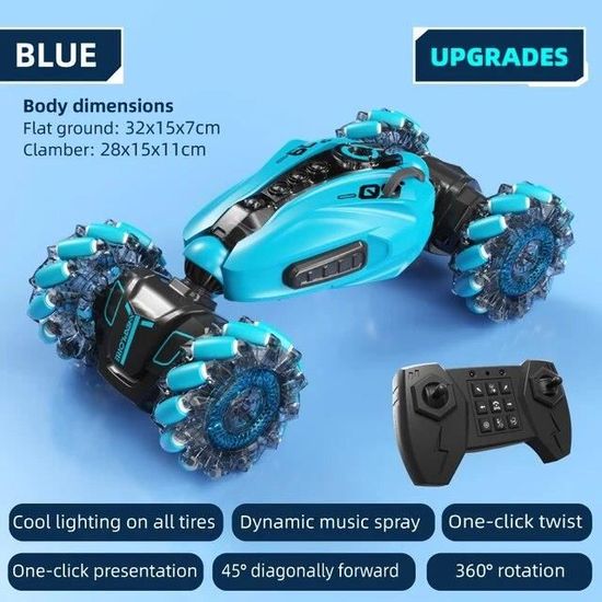 Voiture Telecommandé Tout Terrain 4WD 360°Rotation Stunt Car Offroad RC Véhicule avec LED 2.4GHz ...