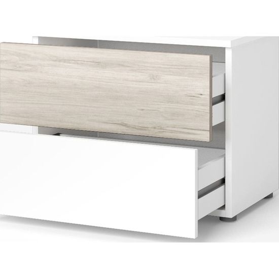 Table de chevet - HOMIFAB - Arizona - 2 tiroirs - Blanc - Contemporain ...