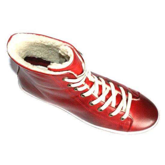 Basket montante FEMME CUIR ROUGE FONCE FOURRÉE 41 - Cdiscount Chaussures