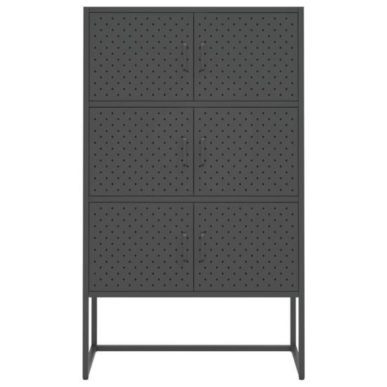 FAN - Buffet haut Anthracite 80x35x135 cm Acier - DX6514 - Cdiscount Maison