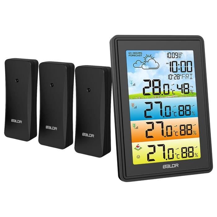 Station Météo Sans fil avec 3 Capteurs à Distance pour Intérieur et Extérieur avec Température ...