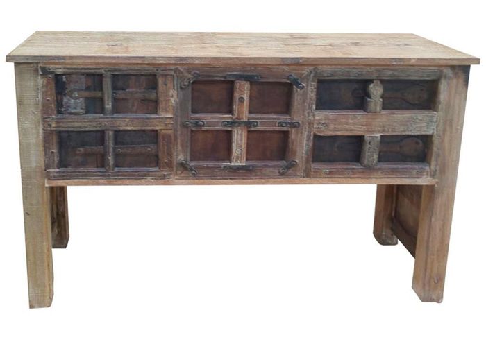 Meuble console, table console en bois coloris marron - Longueur 138 x ...