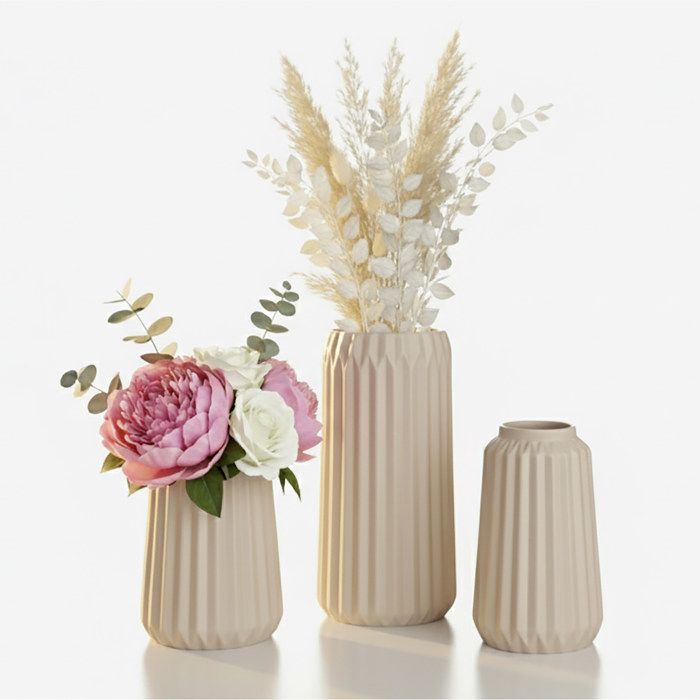 Relaxdays, ensemble de 3 vases, vases à fleurs, 3 tailles, pour fleurs ...
