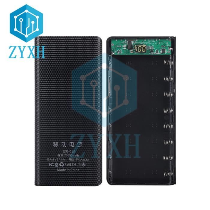 Noir-Boîtier De Chargeur De Batterie Portable 5v 2a 8x18650, Boîtier De ...