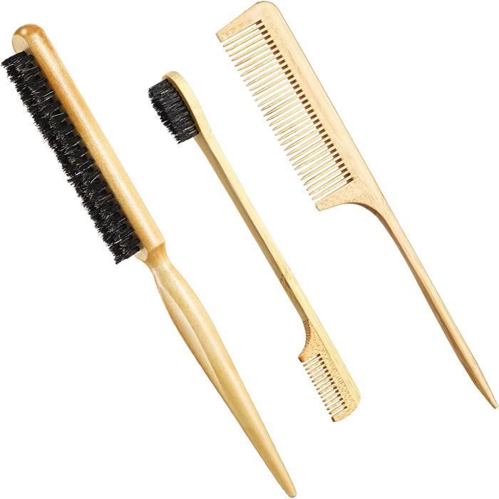 3 Pcs Slick Back Hair Brush Set Bristle Hair Brush Edge Control Brush ...