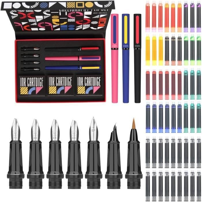 Stylo Plume Calligraphie-Kit D'Écriture Calligraphique-3 Stylos Plume ...
