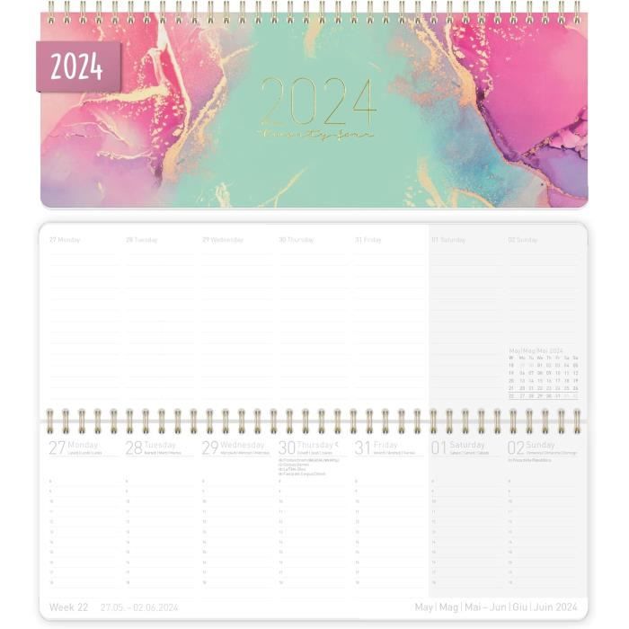 Calendrier hebdomadaire international 2024 au format pay [rose silky] 1 ...
