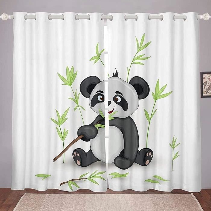 Rideaux Panda Mignon - Rideau Bambou Vert Occultant à Oeillets ...