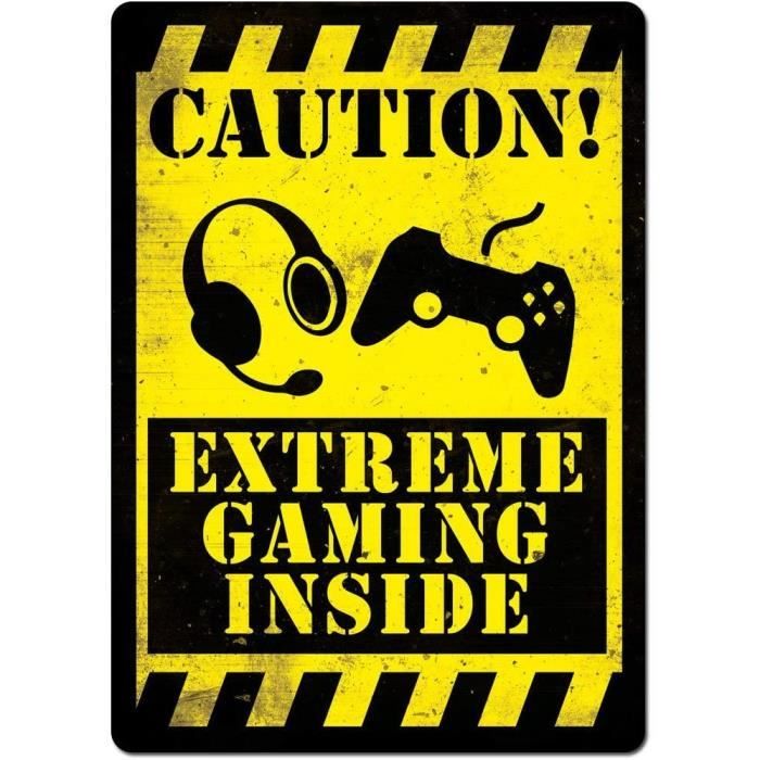 Caution Extreme Gaming YELLOWMetal Plaque Tin Sign Poster Plaque de ...