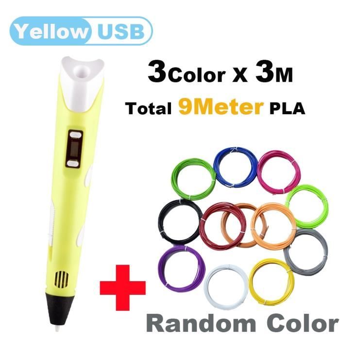 Imprimante 3D,HooMore 3D Stylo Filament PLA 1.75mm 3D Impression Stylo BRICOLAGE Stylos Crayon À ...