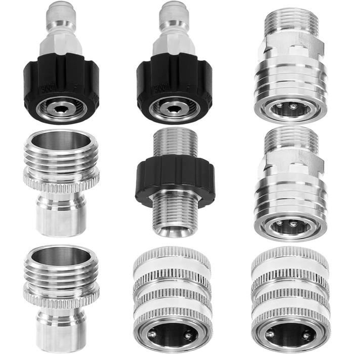 Lot De 9 Adaptateurs Pour Nettoyeur Haute Pression M22-14 - Kit Universel De Connexion Rapide 1 ...