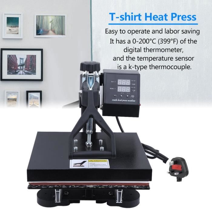 5 en 1 Presse à Chaud Textile Transfert Press Machine pour T-Shirts ...