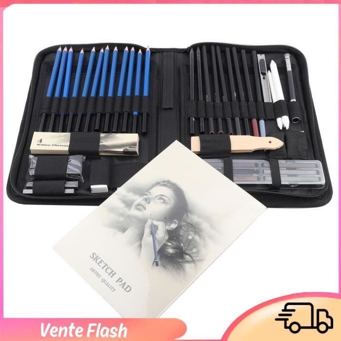 Dilwe Crayon à croquis Kit de crayons de dessin professionnels, 48 pièces, sac de transport ...