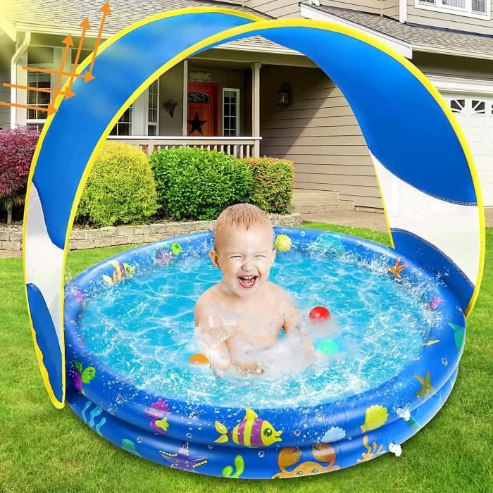 Jojoin Piscine Gonflable pour Enfants, Pataugeoire pour Bébé avec Capote Pare-Soleil Anti-UV ...