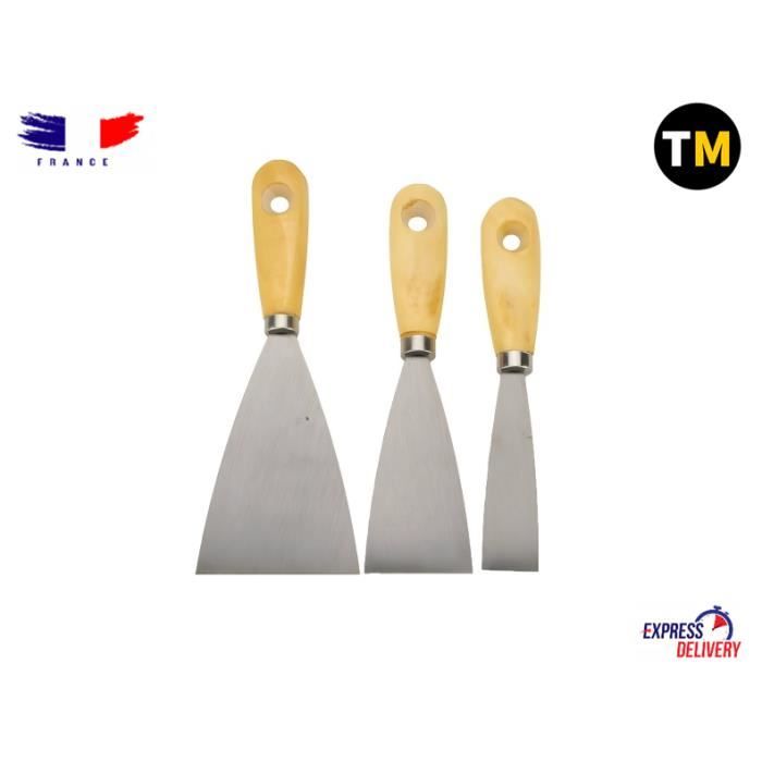 Spatule couteau de peintre à enduire manche bois (x3) - SPATULE X3 ...