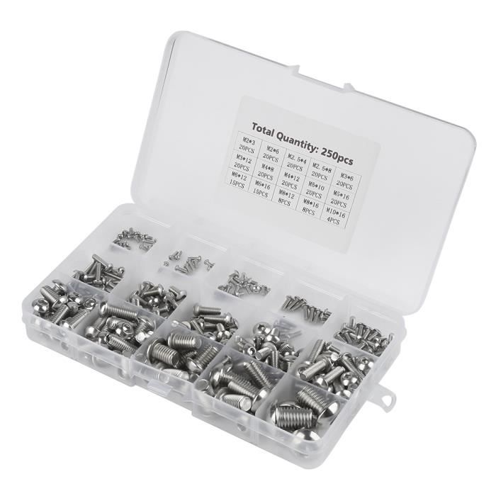 Zerone attaches 250pcsM2/M2.5/M3/M4/M5/M6/M8/M10 Jeu de vis à métaux pour Ordinateur portable ...