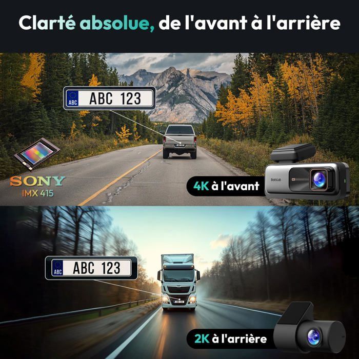 Caméra embarquée voiture - TWINBIRD - G980H Kit - 4K+2K - Wi-Fi GPS ...